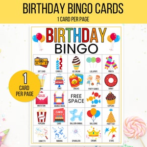 Birthday Bingo, 30 Birthday Party Bingo Cards, Birthday Game, Happy ...