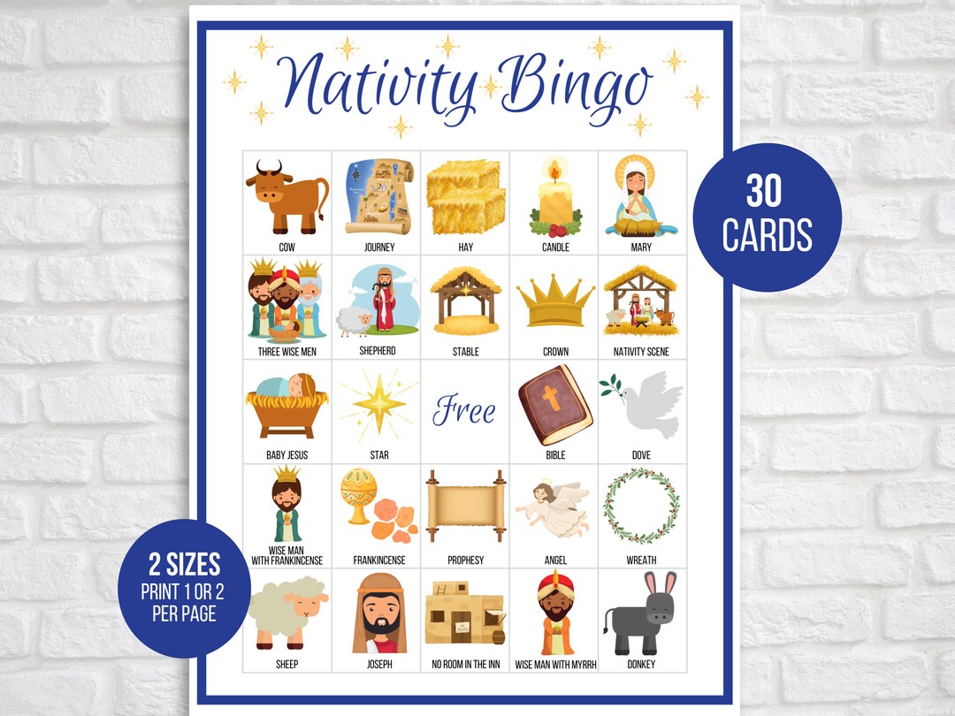 Nativity Bingo 30 Nativity Bingo Cards Christmas Bingo - Etsy Canada