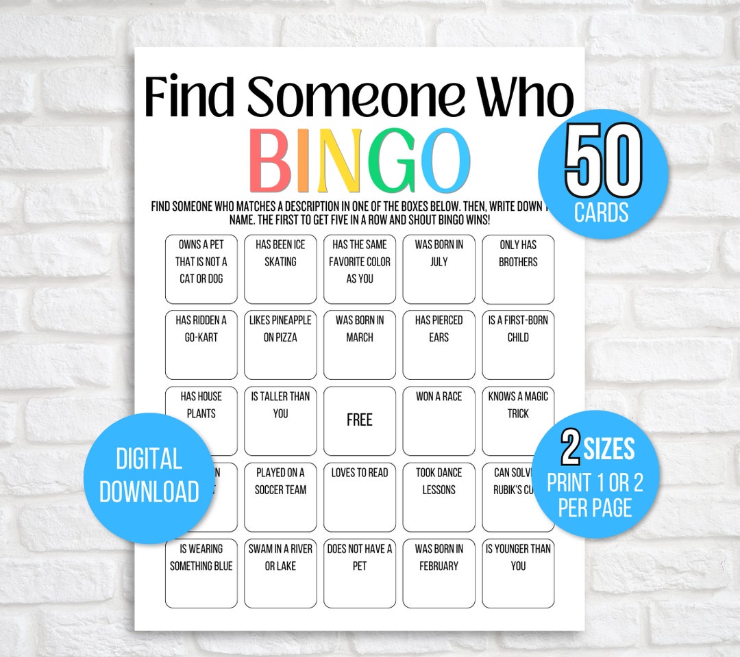 Get to Know You Bingo, Find Someone Who Bingo, Find the Guest Bingo ...
