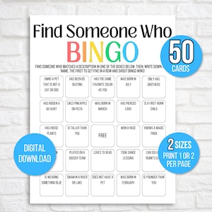 Get to Know You Bingo, Find Someone Who Bingo, Find the Guest Bingo ...