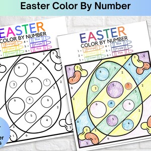 Easter Color by Number, 7 Printable Easter Coloring Pages, Easter ...