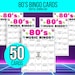 80s Bingo, 80s Song Bingo, 80s Music Bingo, 80s Retro Bingo, 50 ...