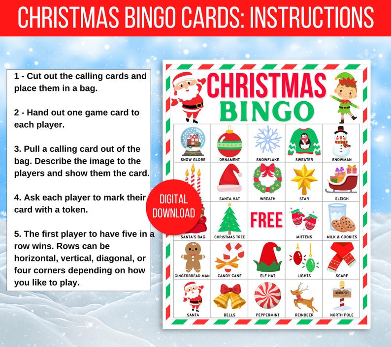 Christmas Bingo, 50 Christmas Bingo Cards, Christmas Activity, Kids ...