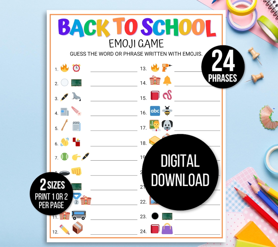 Back to School Emoji Game, Emoji School Game, School Emoji Game, Back ...