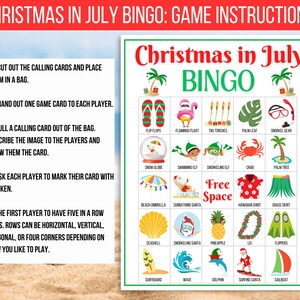 Christmas in July Bingo, 30 Christmas in July Bingo Cards, Christmas ...