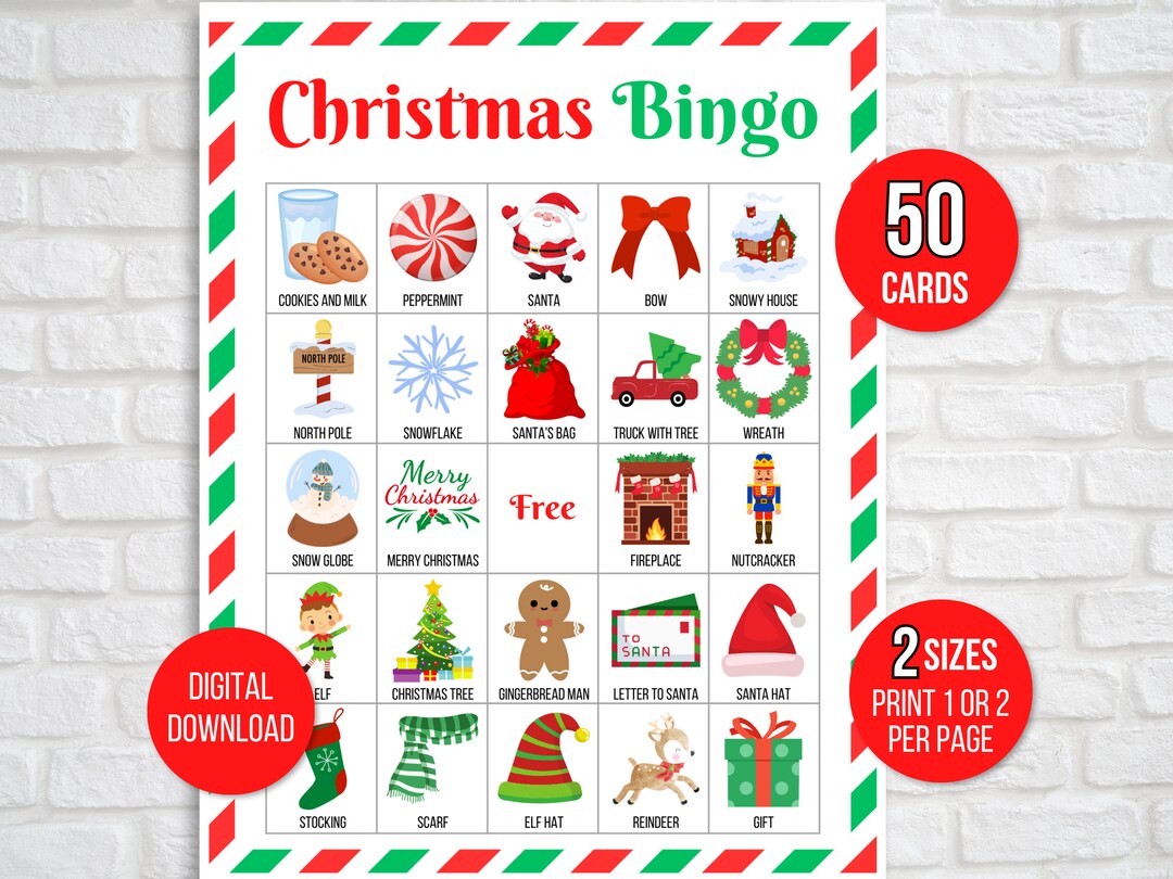Christmas Bingo, 50 Christmas Bingo Cards, Christmas Activity, Kids ...