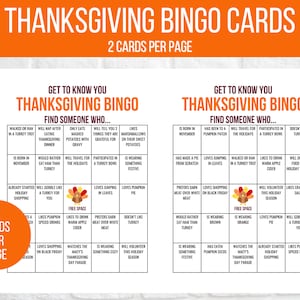 Thanksgiving Get to Know You Bingo Find Someone Who Bingo - Etsy
