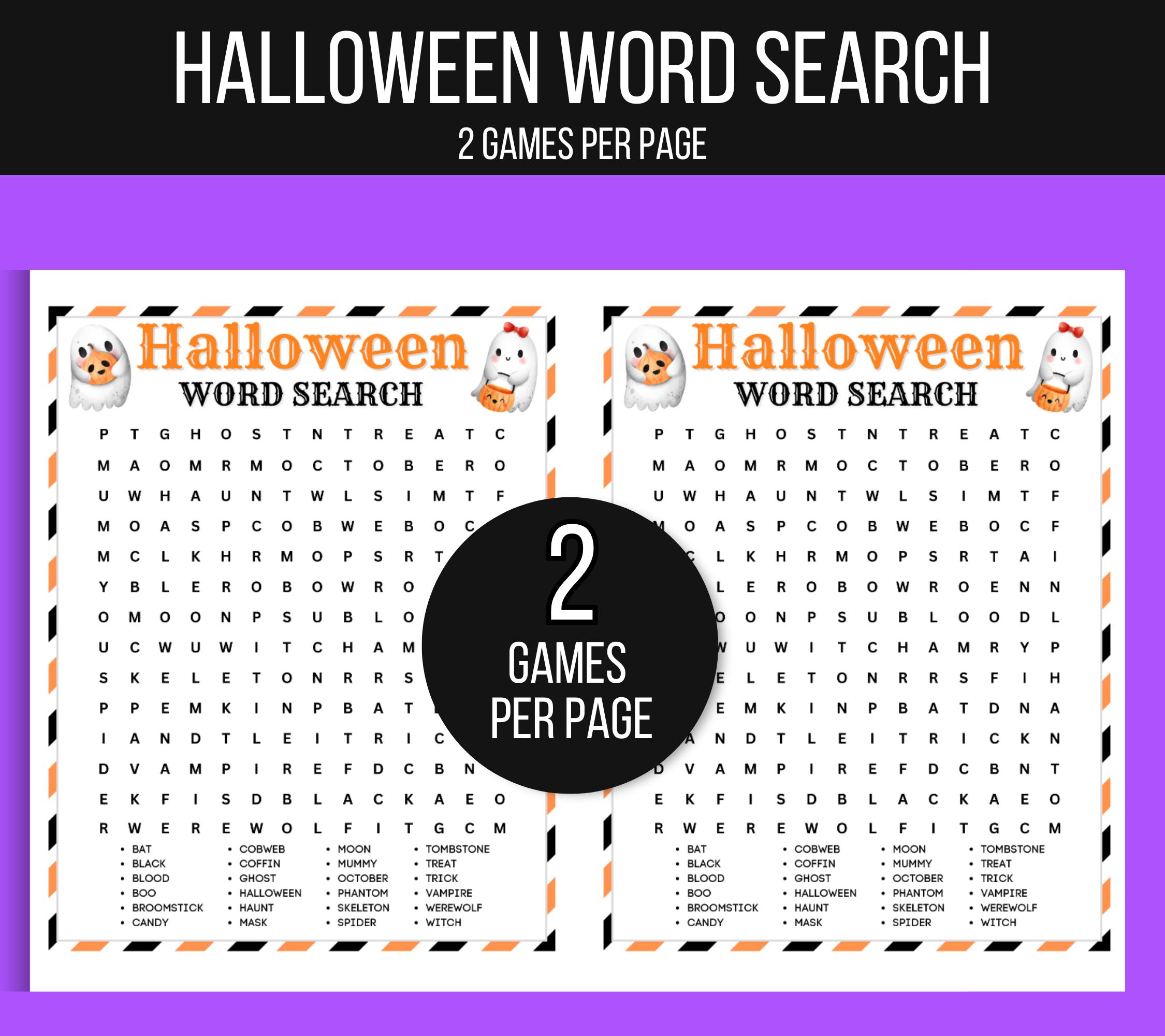 Halloween Word Search, Fun Halloween Game, Printable Halloween Game ...