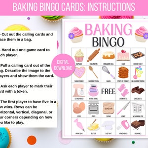Baking Bingo, 30 Printable Baking Bingo Cards, Baking Birthday, Baking ...