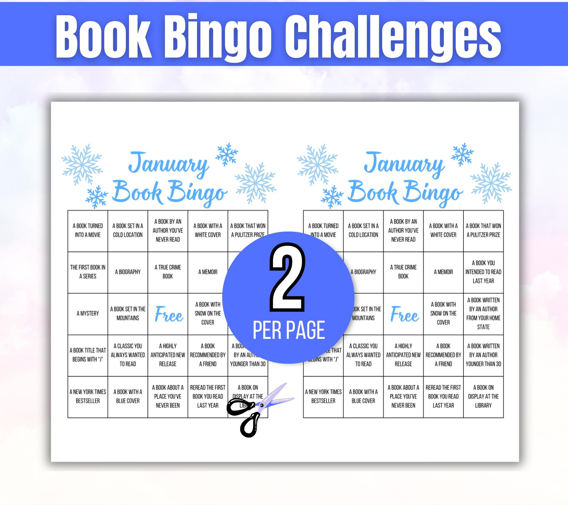 Book Bingo, 12 Monthly Book Bingo Challenges, Book Bingo for Adults ...