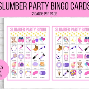 Slumber Party Bingo Pajama Party Bingo Sleepover Bingo 30 - Etsy