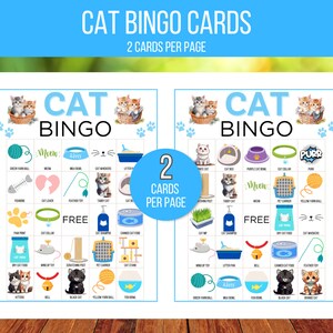 Cat Bingo, 30 Printable Cat Bingo Cards, Cat Birthday Party Game, Cat ...