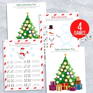 Roll a Christmas Tree Game Printable, Roll a Snowman, Roll a Dice ...