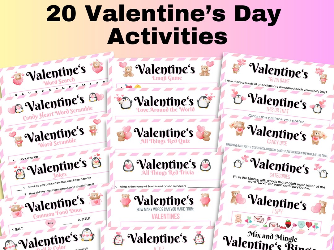 20 Printable Valentine's Day Activities, Valentine's Day Activity ...