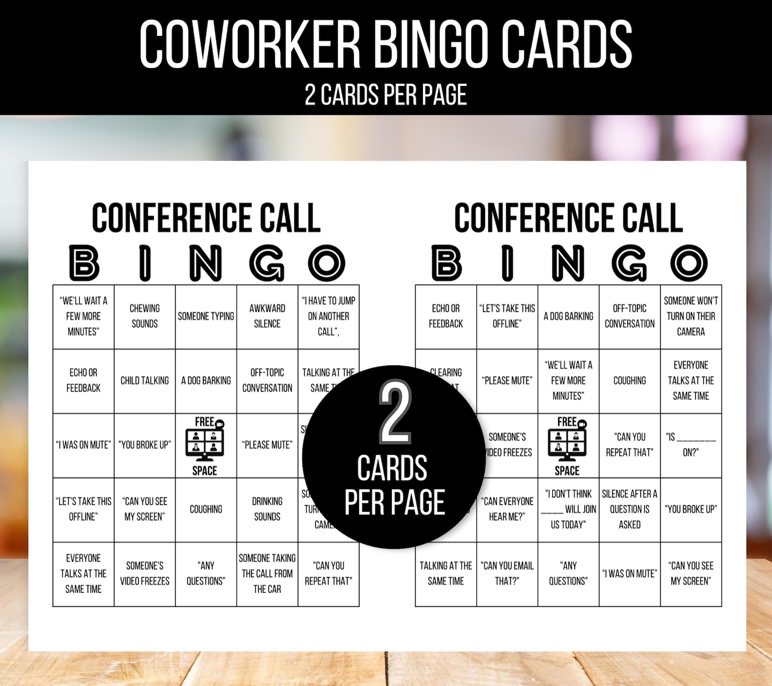 Conference Call Bingo, 50 Conference Call Bingo Game Cards, Conference ...