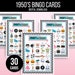 50s Bingo, 1950s Bingo, 30 Printable 1950s Bingo Cards, 50s Game, 50s ...