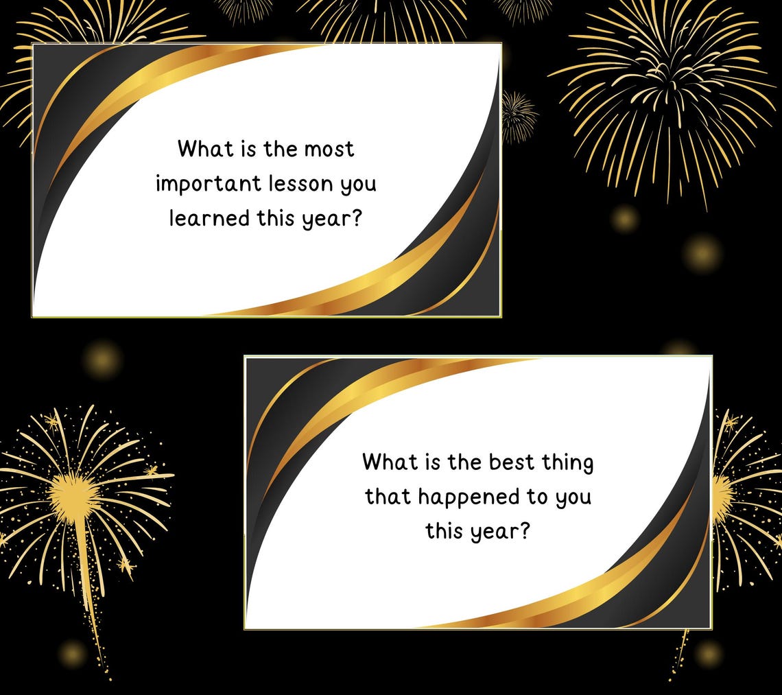 48 New Year's Reflection Cards, New Year's Eve Conversation Cards, New ...