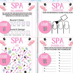 Spa Party Games Printable, Spa Party Activities, Girls Spa Party Games ...