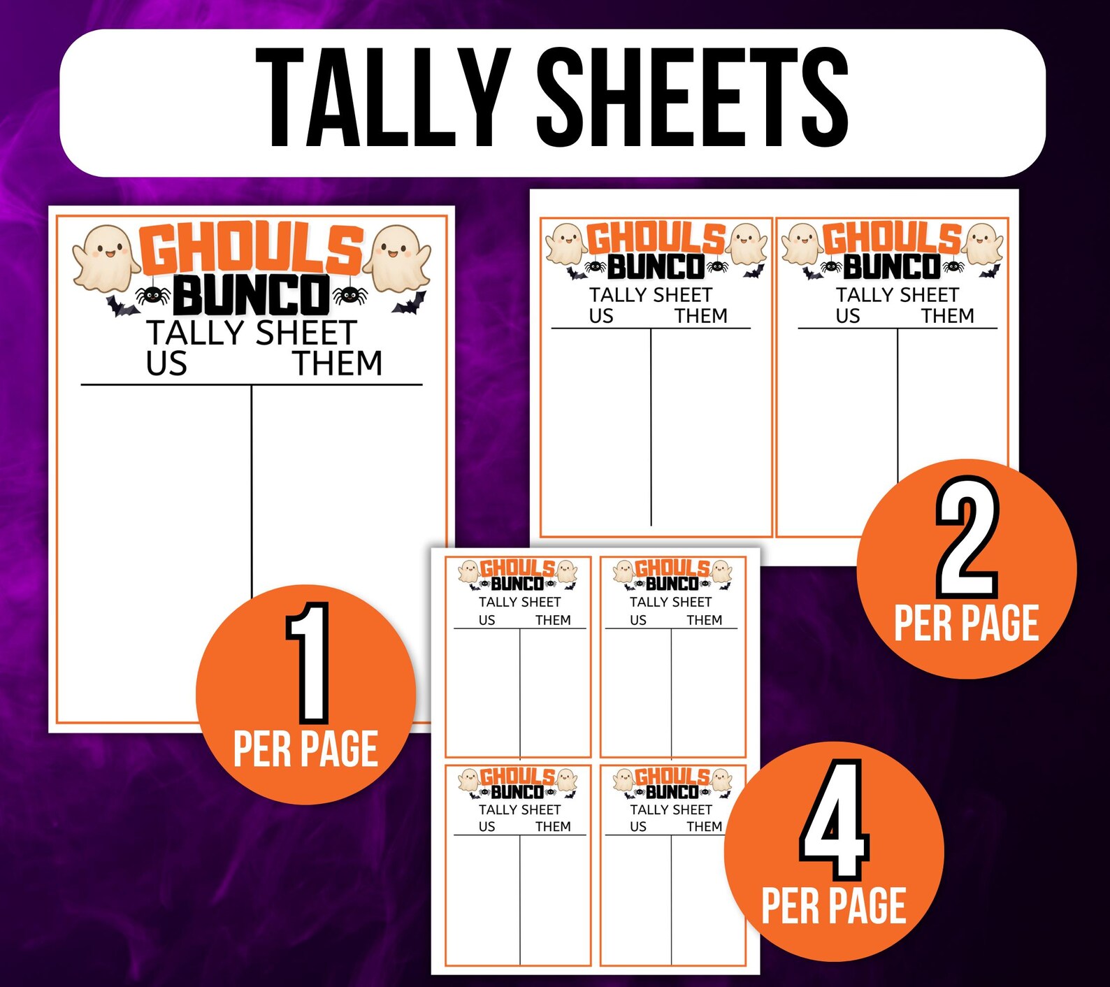 Halloween Bunco Score Sheet, Halloween Bunco Tally Sheets, Halloween ...