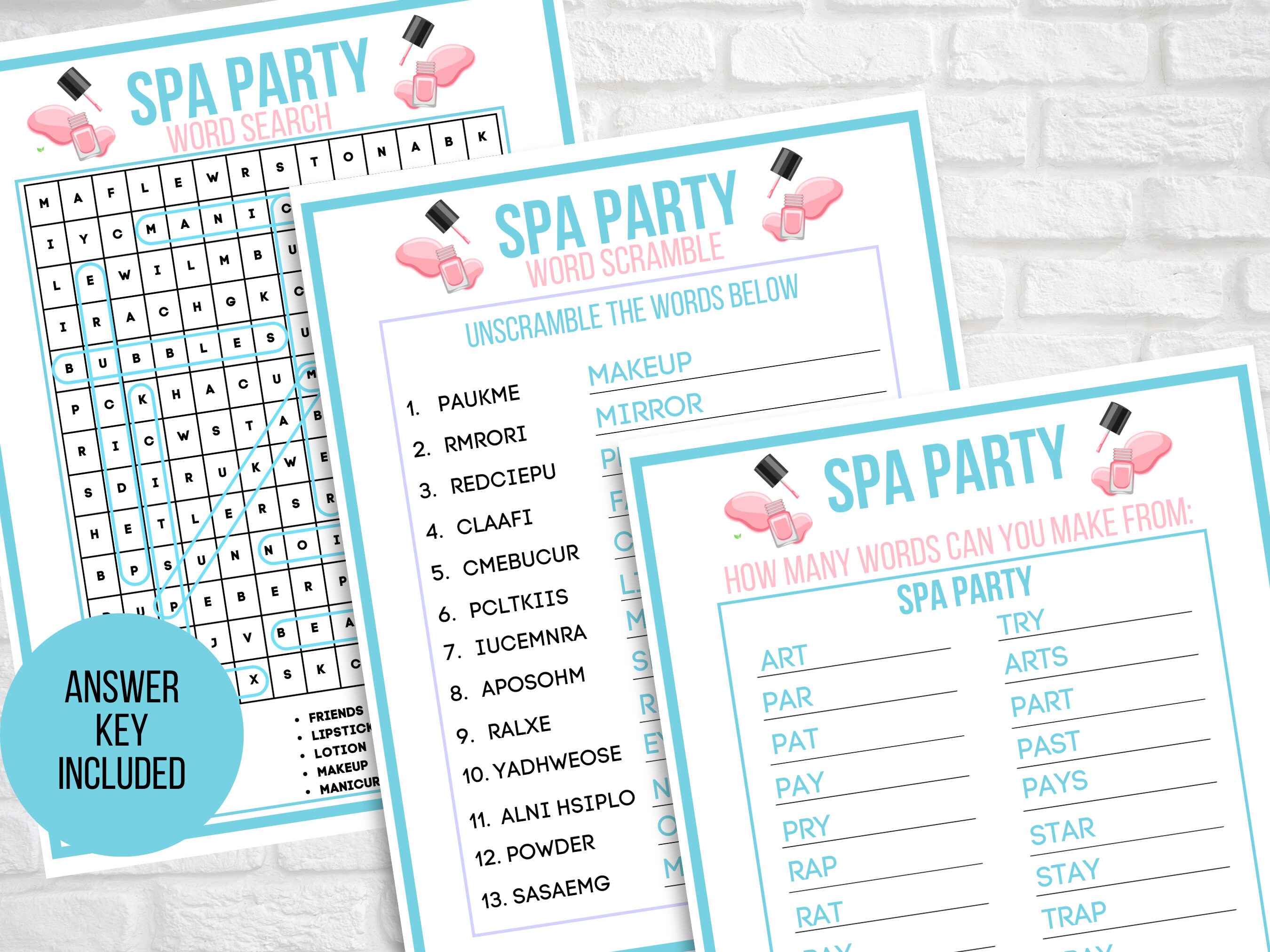 Spa Party Games Printable Spa Party Activities Girls Spa - Etsy Australia