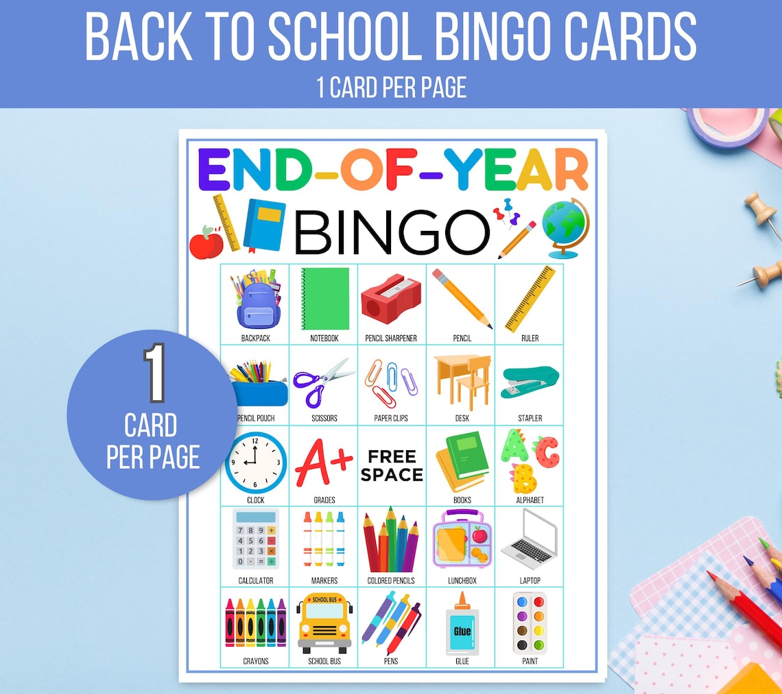End of Year Bingo, 30 End of Year Bingo Cards, Last Day of School Bingo ...
