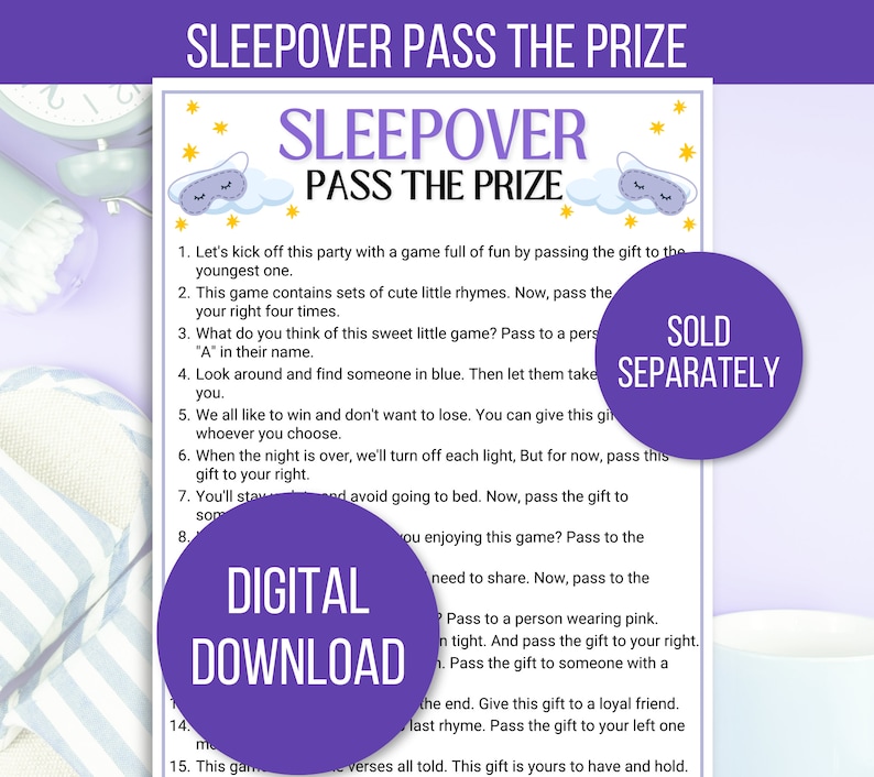 Sleepover Bingo, Sleepover Game, Slumber Party Bingo, Pajama Party ...
