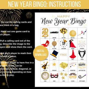 New Year's Bingo, 30 Happy New Year's Eve Bingo Cards, New Year's ...