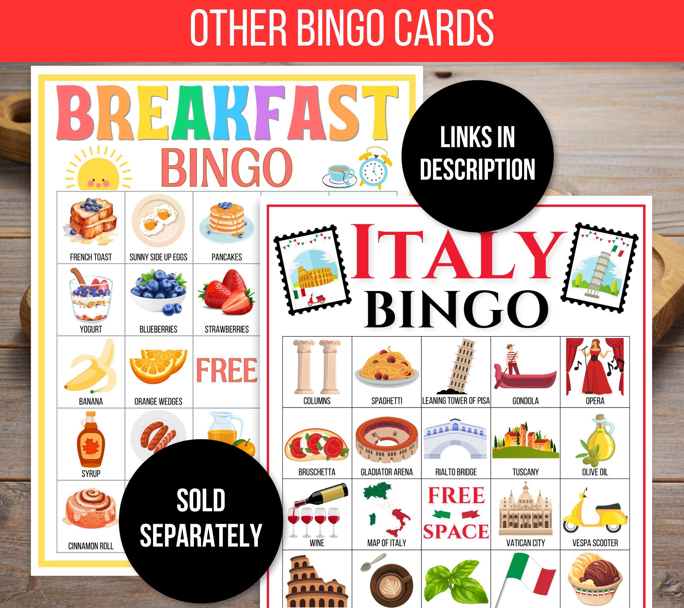 Pizza Bingo, Pizza Party Bingo, 50 Printable Pizza Bingo Cards, Pizza ...