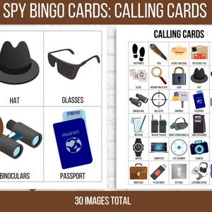 Spy Bingo 30 Printable Spy Bingo Cards Spy Party Game Spy - Etsy UK
