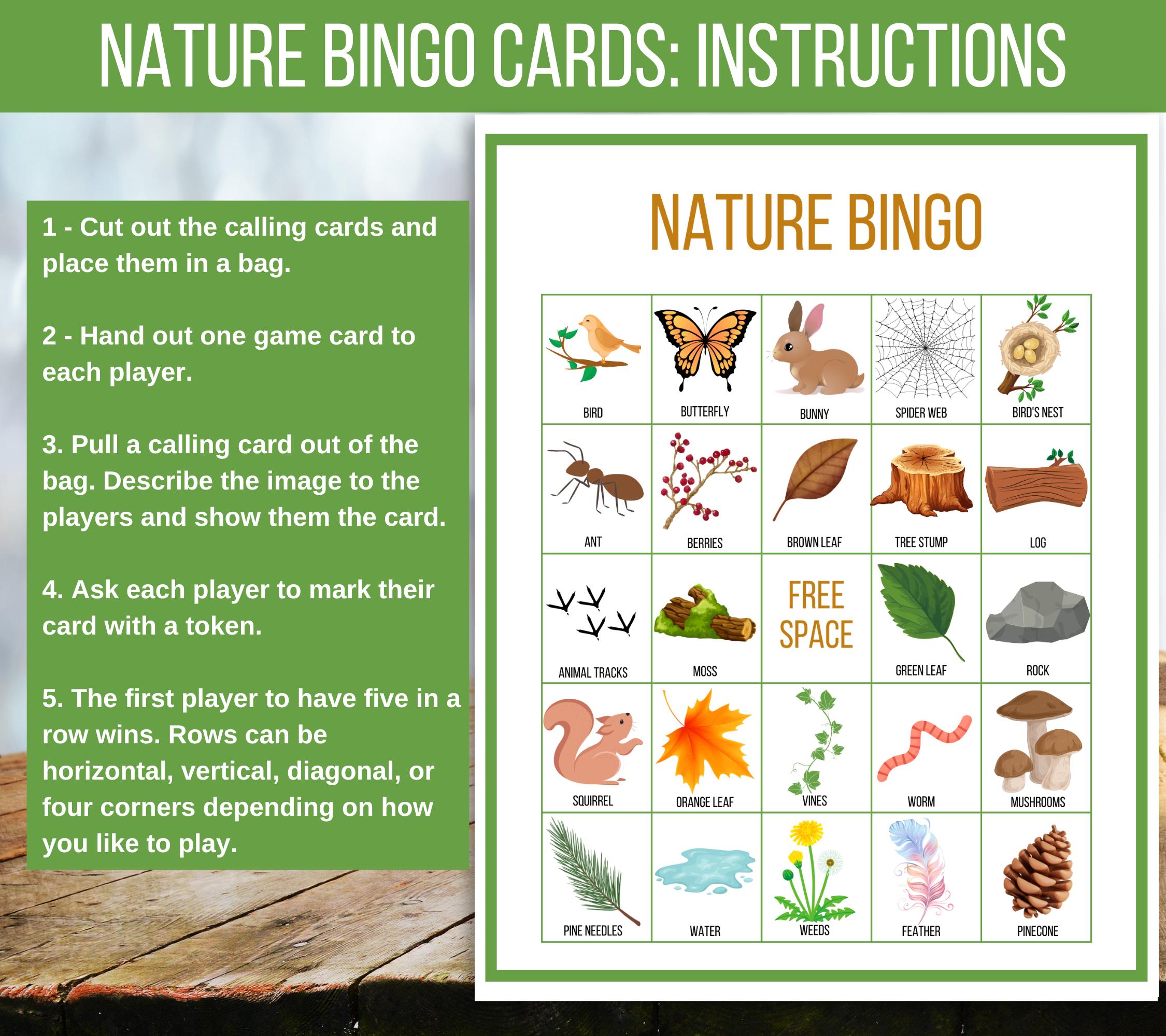 Nature Bingo, 30 Printable Nature Bingo Cards, Nature Party Game ...
