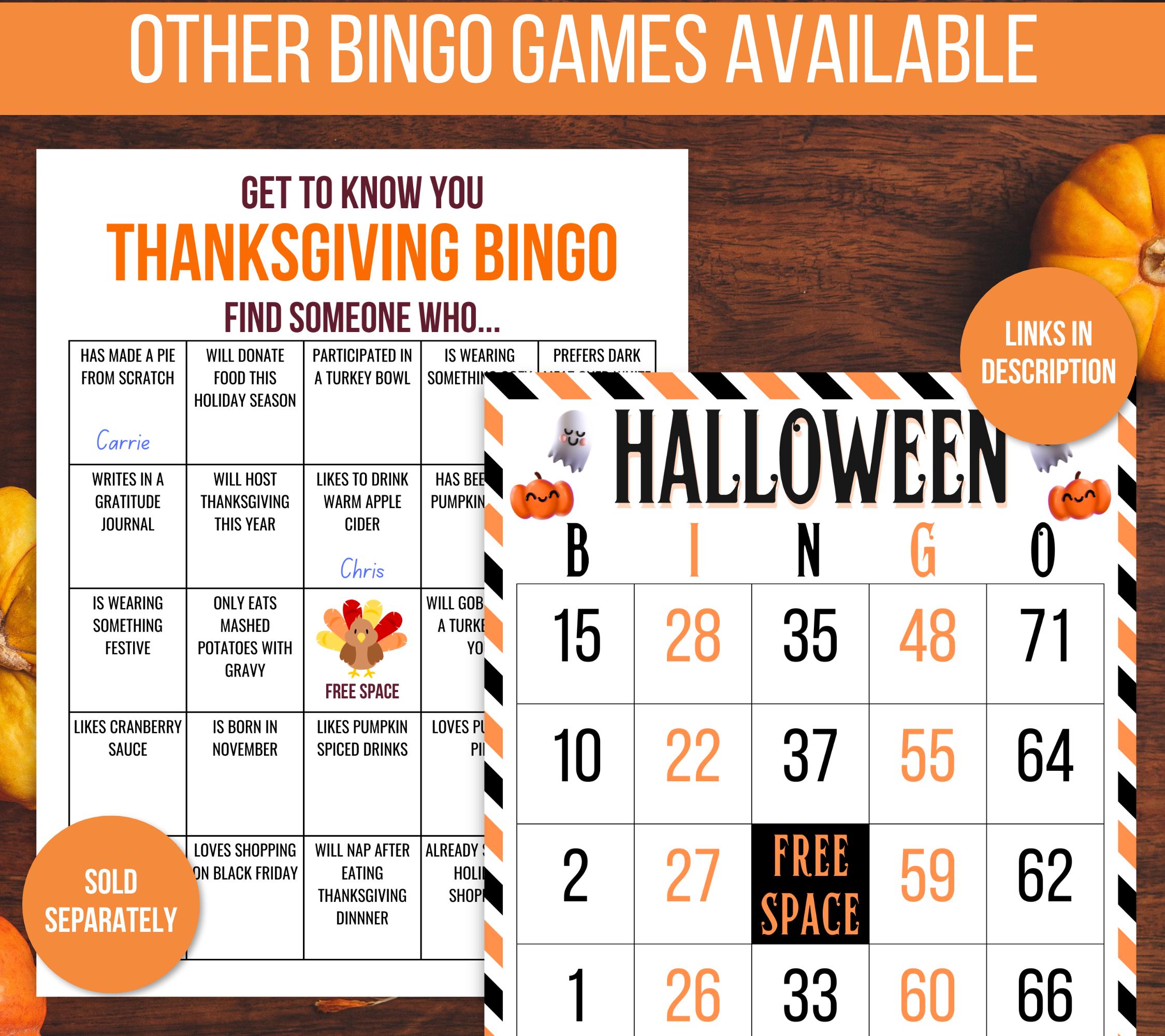 Thanksgiving Bingo, 50 Thanksgiving Bingo Cards, Thanksgiving Activity ...