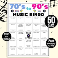 Music Bingo, Party Classic Hits Music, Bingo Games, Instant Digital ...