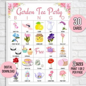 Tea Party Bingo, 30 Printable Tea Party Bingo Cards, Tea Party Game ...