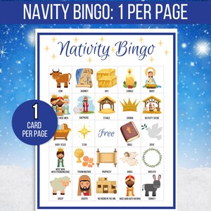 Nativity Bingo, 50 Nativity Bingo Cards, Christmas Bingo, Christmas ...