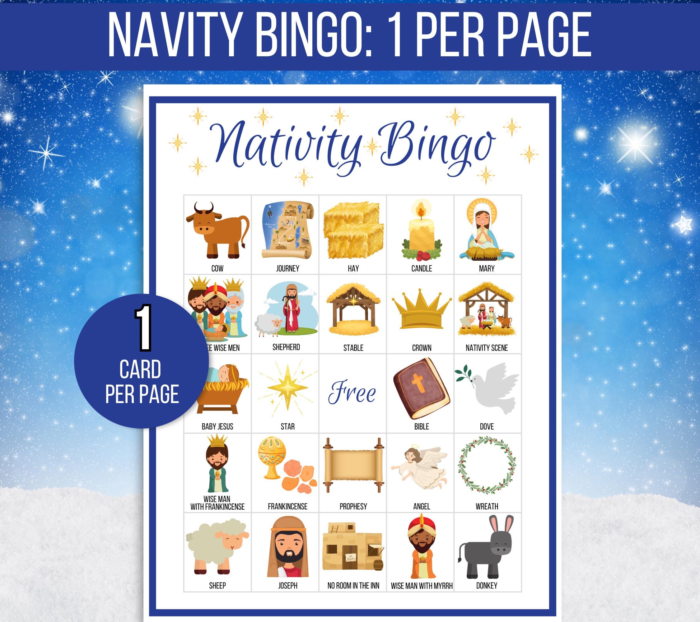 Nativity Bingo, 50 Nativity Bingo Cards, Christmas Bingo, Christmas ...