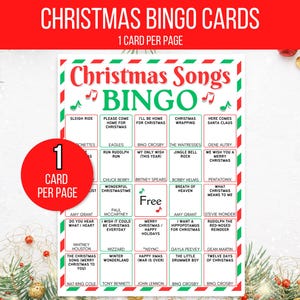 Christmas Songs Bingo, 100 Printable Christmas Songs Bingo Cards ...