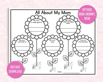 All About My Mom Mother's Day Questionnaire, Mother's Day Gift From ...