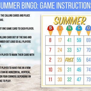 Summer Bingo, 50 Summer Bingo Cards, Summer Party Bingo, Summer Game ...