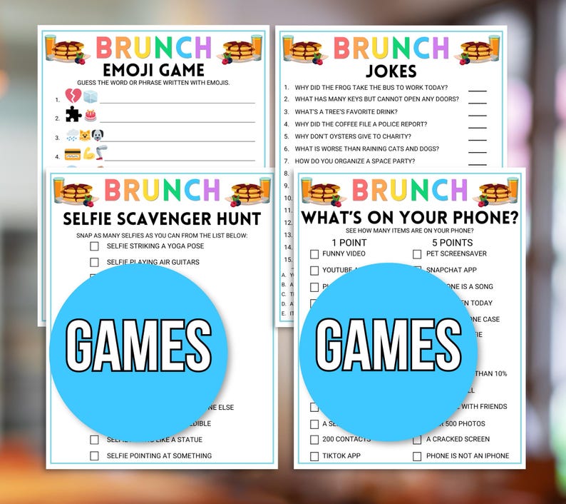Brunch Party Games, Brunch Games, Icebreaker Table Games, Luncheon ...