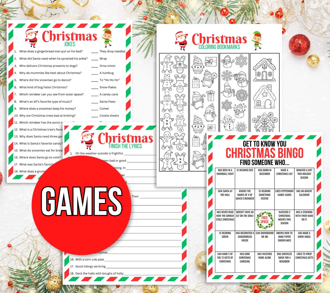 Christmas Game Bundle, 16 Printable Christmas Games, Christmas ...