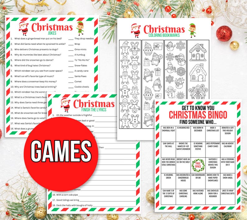 Christmas Game Bundle, 16 Printable Christmas Games, Christmas ...