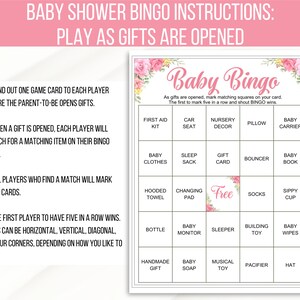100 Baby Shower Bingo Cards, Baby Girl Bingo Game Cards, Baby Gift ...