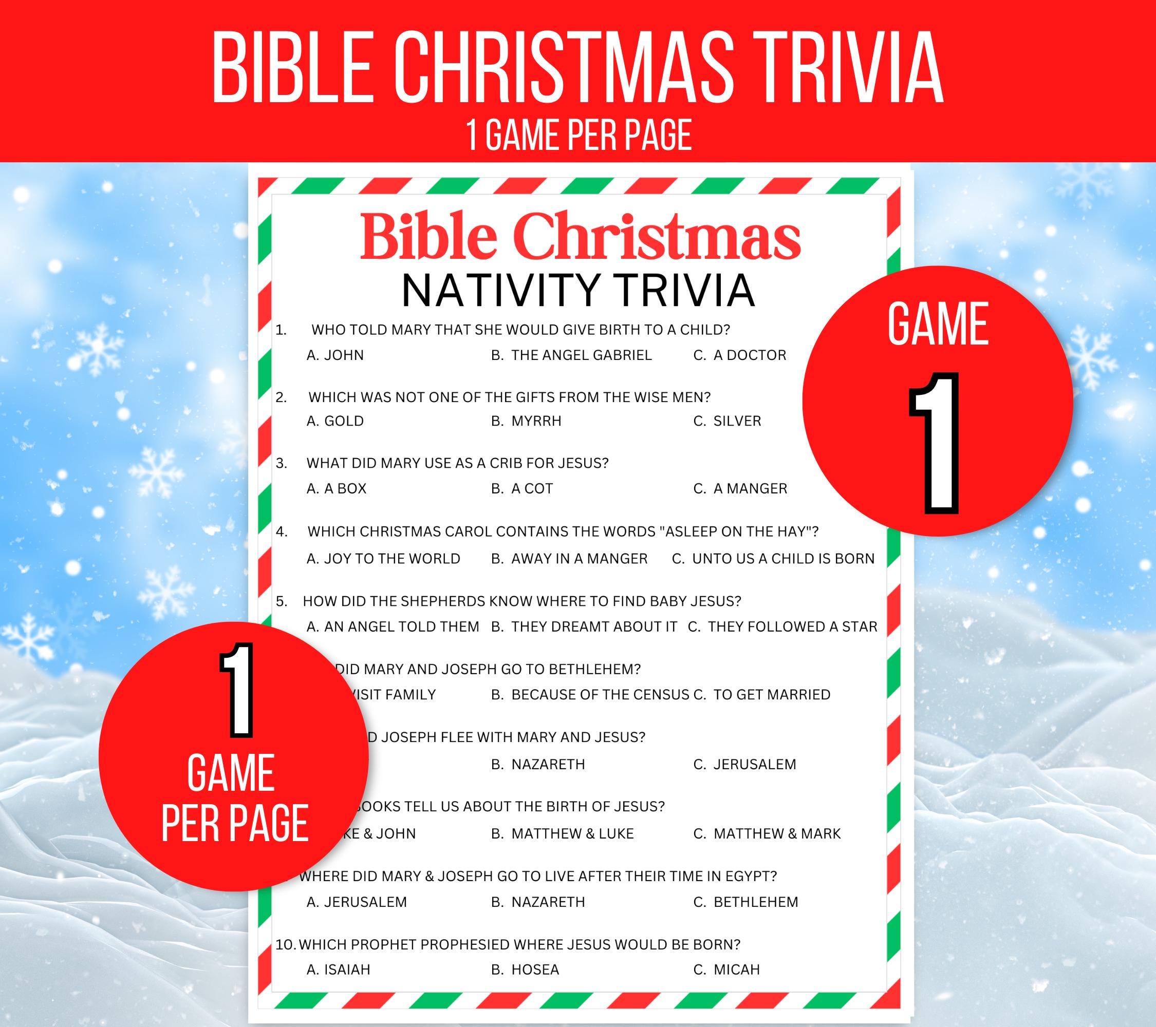 Christmas Bible Trivia Game, Church Christmas Party Game, Fun Christmas ...