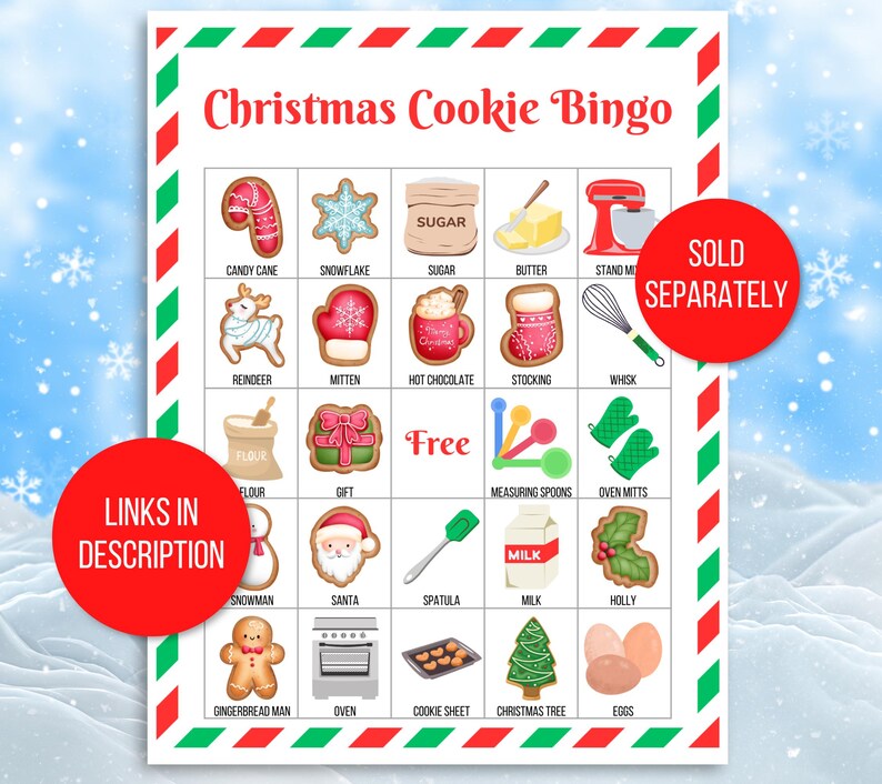 Gingerbread Bingo, 50 Gingerbread Bingo Cards, Christmas Baking Bingo ...