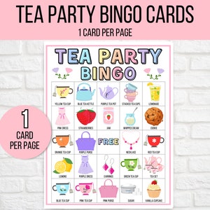 Tea Party Bingo, 30 Printable Tea Party Bingo Cards, Tea Party Game ...