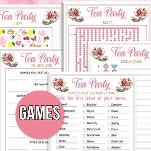 Tea Party Games Printable, Tea Party Activities, Girls Tea Party Games ...