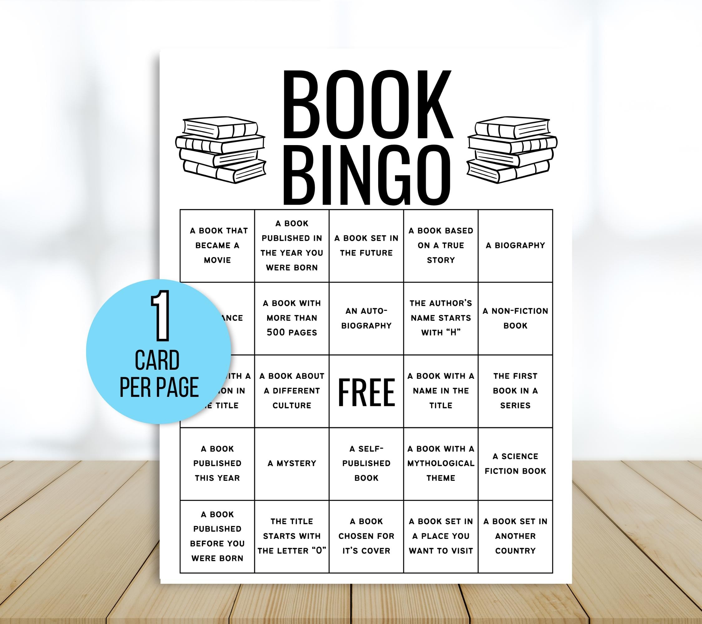 Book Bingo, 10 Printable Book Bingo Cards, Book Bingo Challenge, Book ...