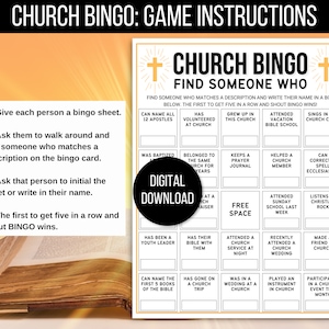 Church Bingo, 50 Church Bingo Cards, Christian Bingo, Find Someone Who ...