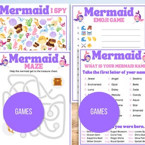 Mermaid Games Printable Bundle, Mermaid Activities, Girls Mermaid Games ...