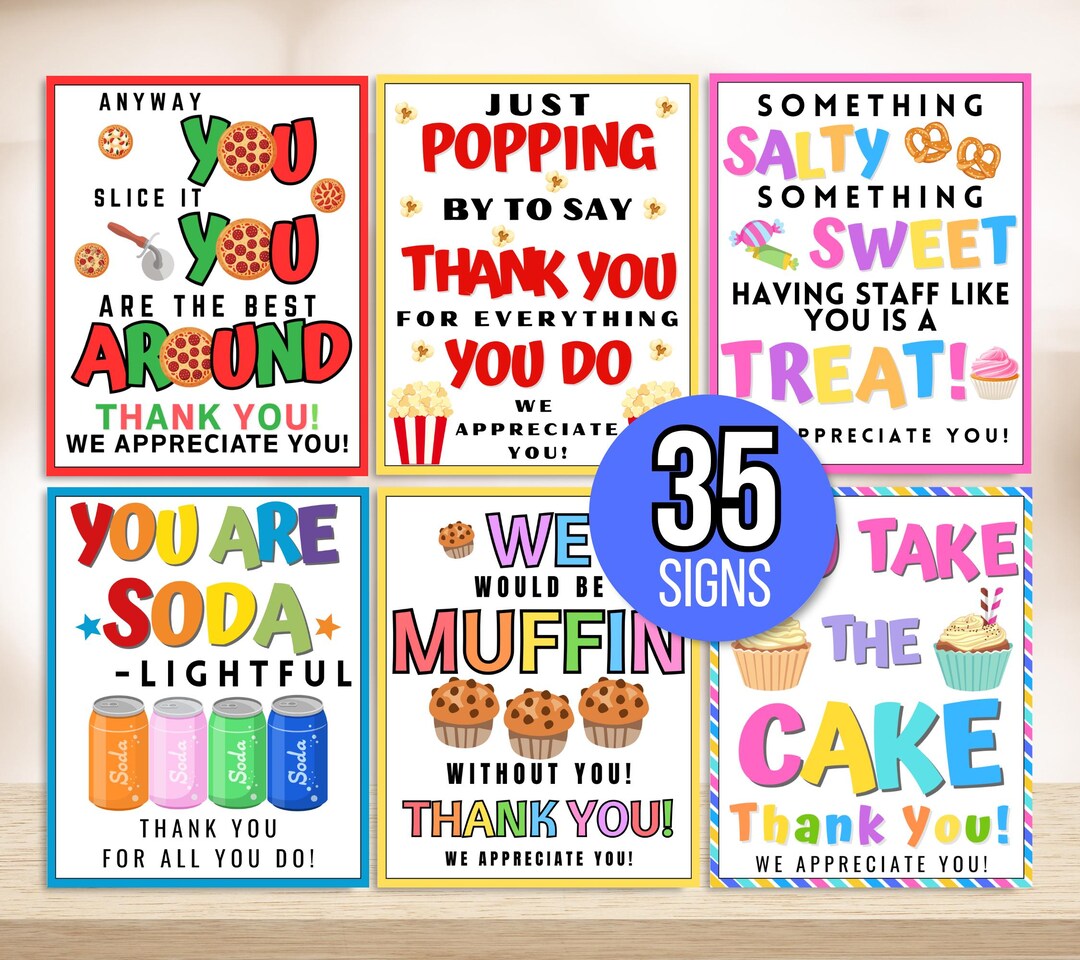 Printable Appreciation Signs, Staff Appreciation Signs, Appreciation ...